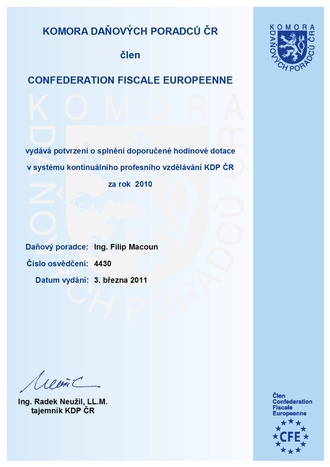 Ing. Filip Macoun - Komora daňových poradců ČR